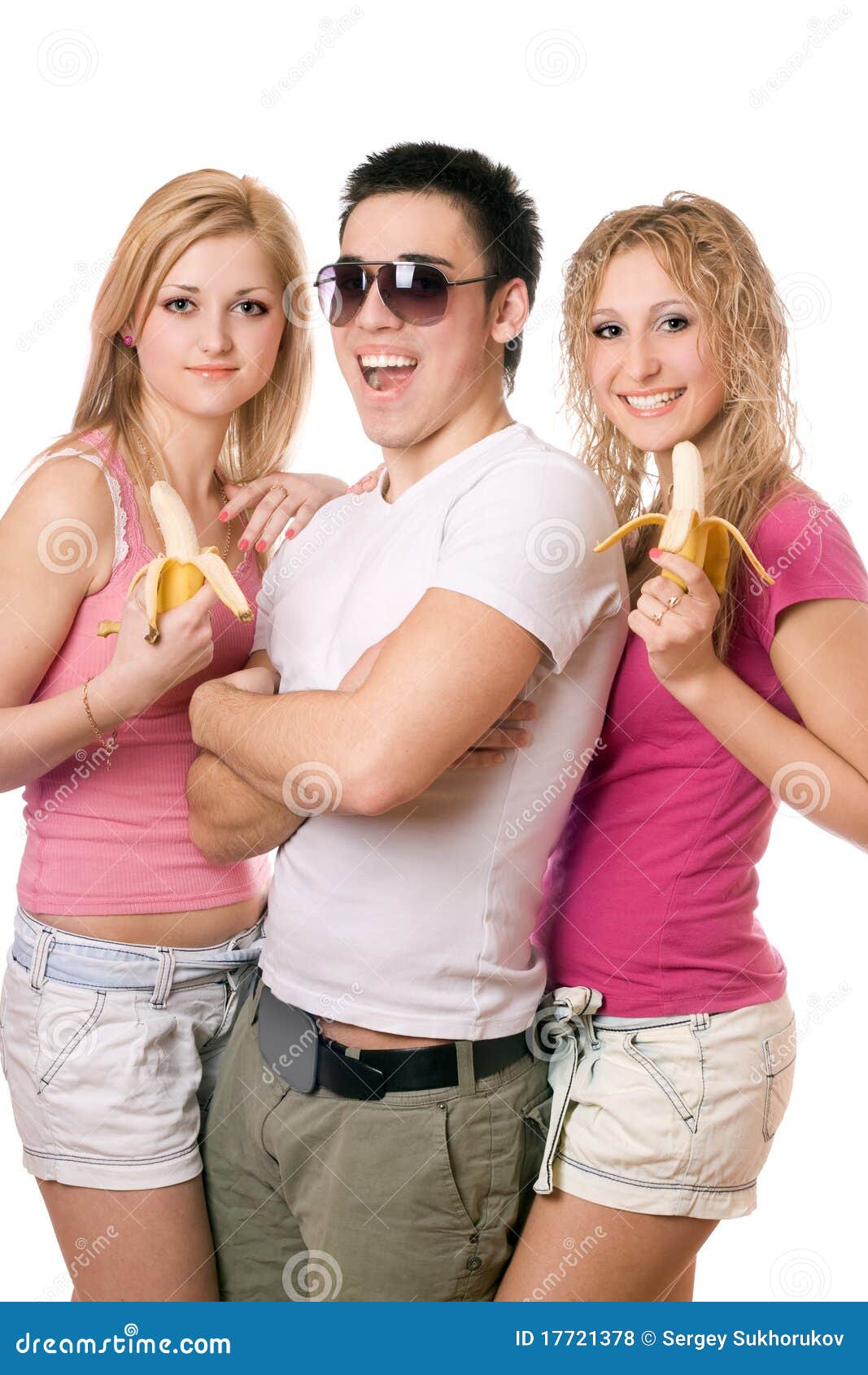 Portrait of Three Joyful Young People Stock Photo - Image of girlfriend ...
