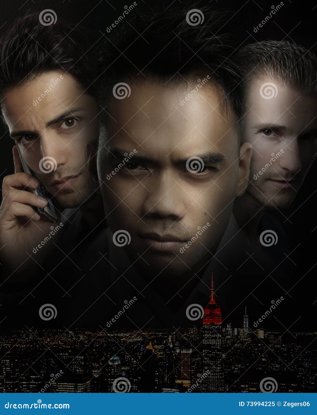 Portrait of Three Mysterious Man Stock Image - Image of mafia, three ...
