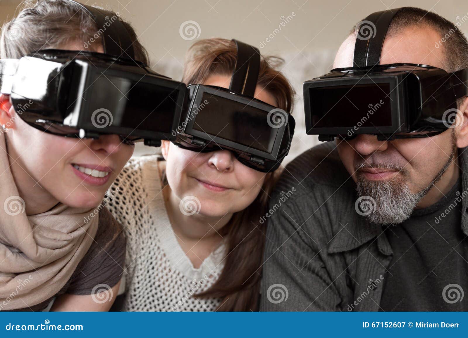 Portrait of Three Persons with Vr Glasses Stock Image - Image of ...