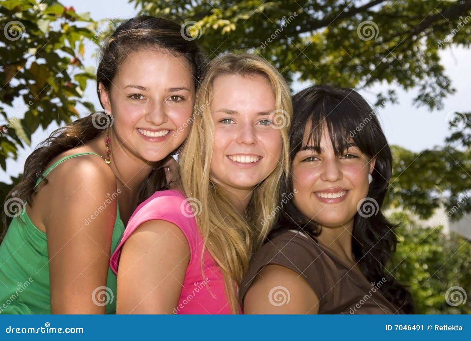 Portrait of Three Teenagers Stock Image - Image of feminine, expression ...