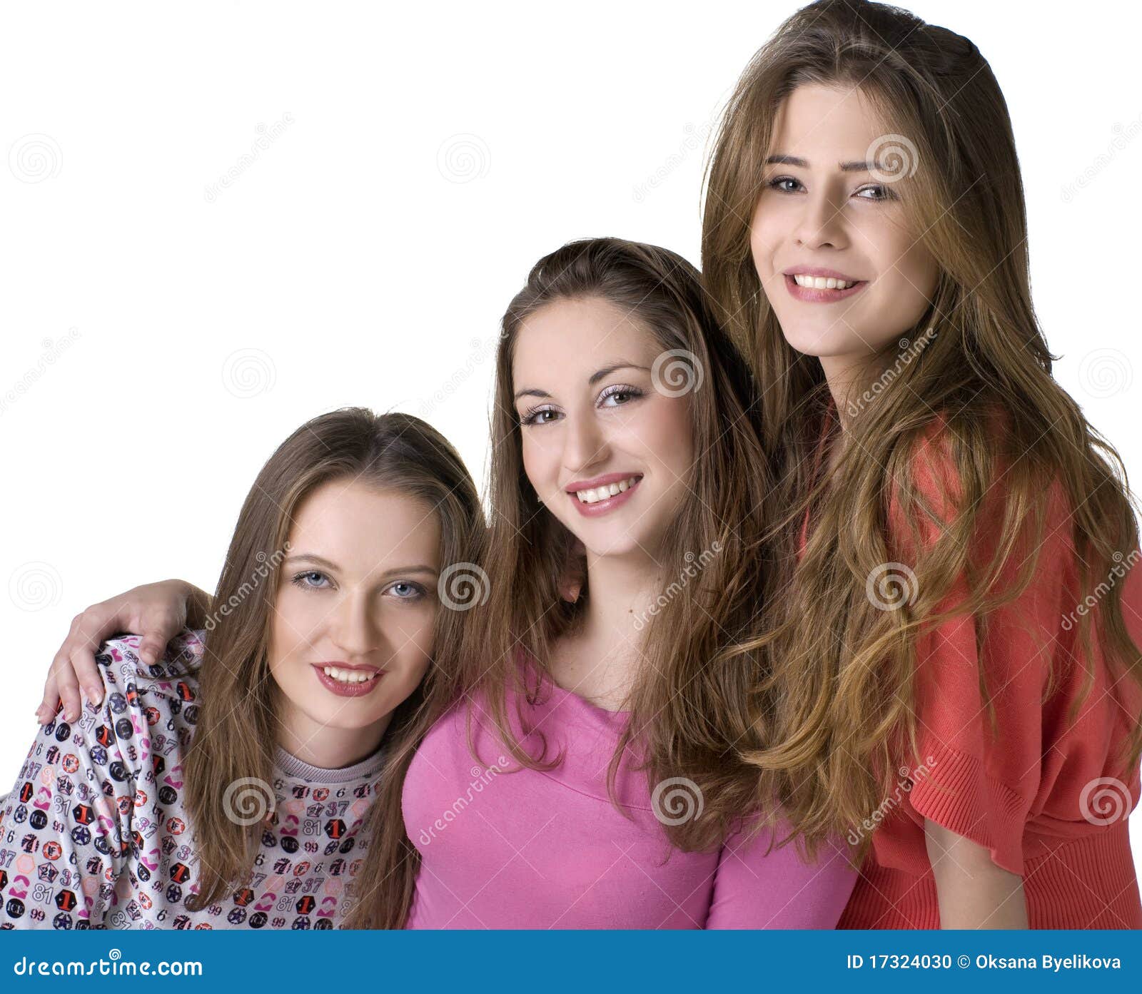 Portrait of Three Young Happy Girls Stock Photo - Image of isolated ...