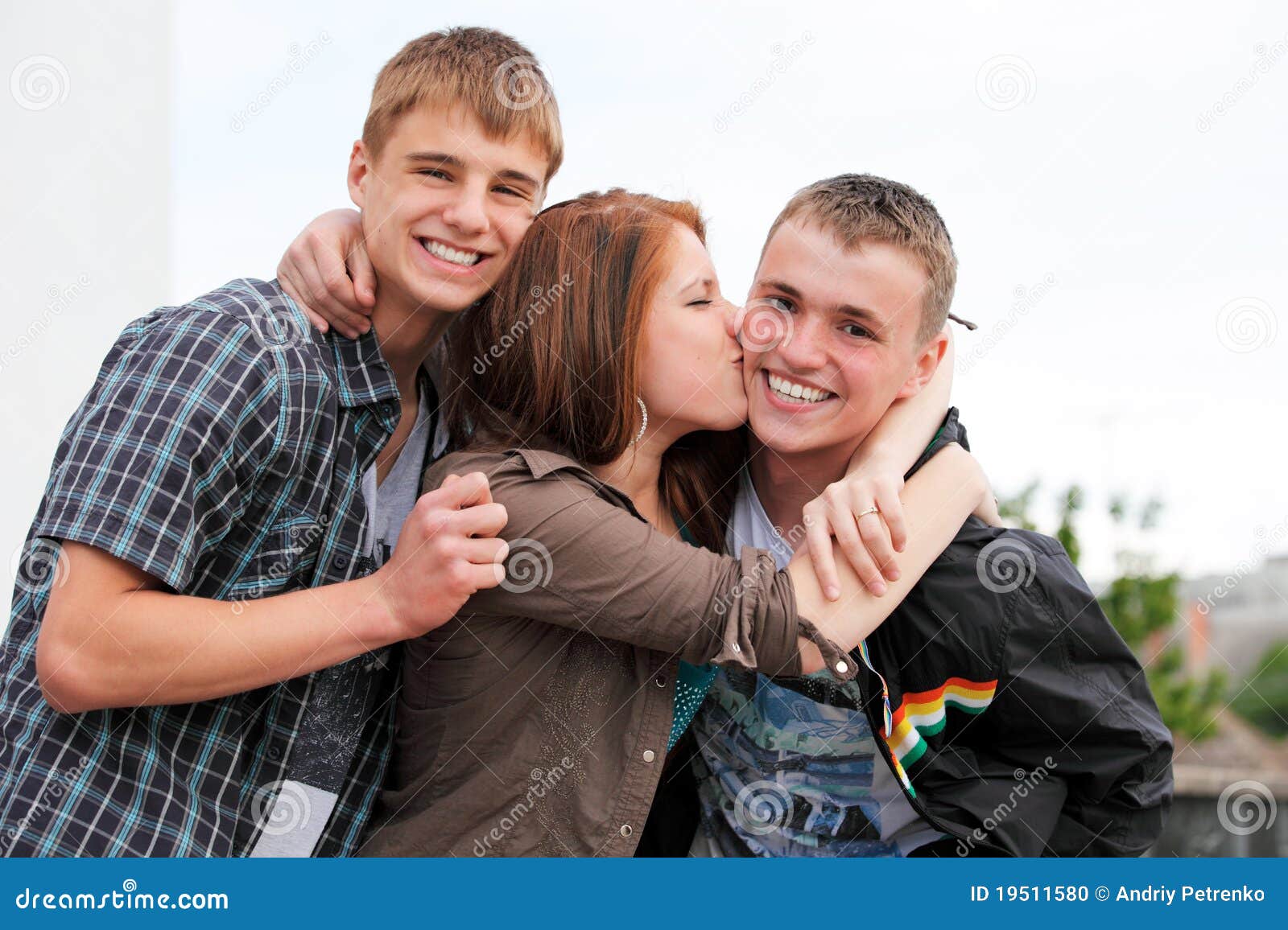 Portrait of Three Young Teenagers Stock Photo - Image of person, action ...
