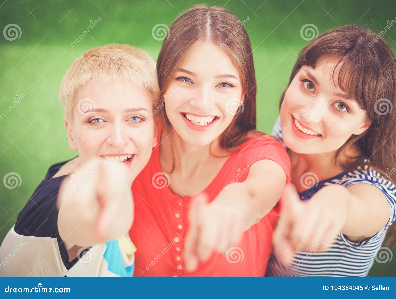 Portrait of Three Young Women, Standing Together Stock Image - Image of ...
