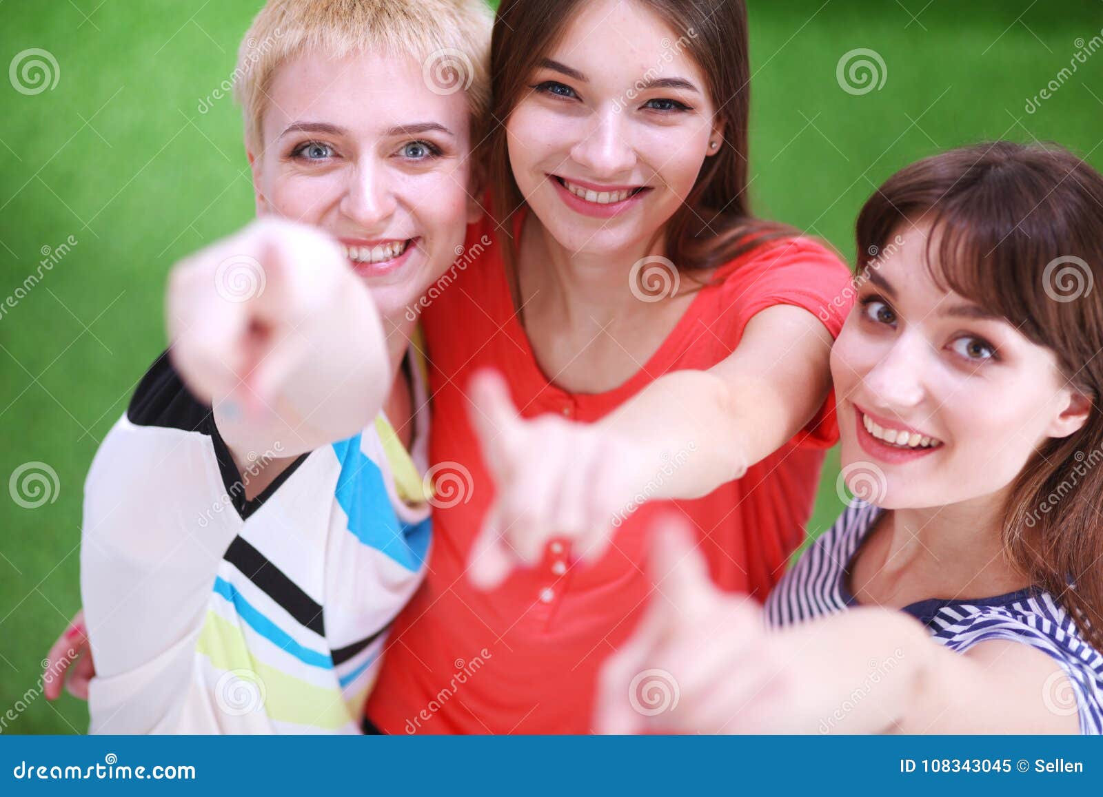 Portrait of Three Young Women, Standing Together Stock Image - Image of ...
