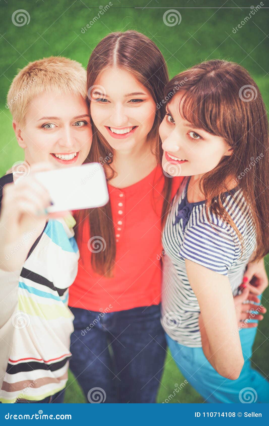Portrait of Three Young Women, Standing Together Stock Photo - Image of ...