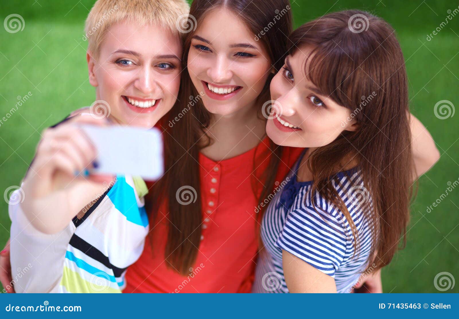 Portrait of Three Young Women, Standing Together Stock Image - Image of ...