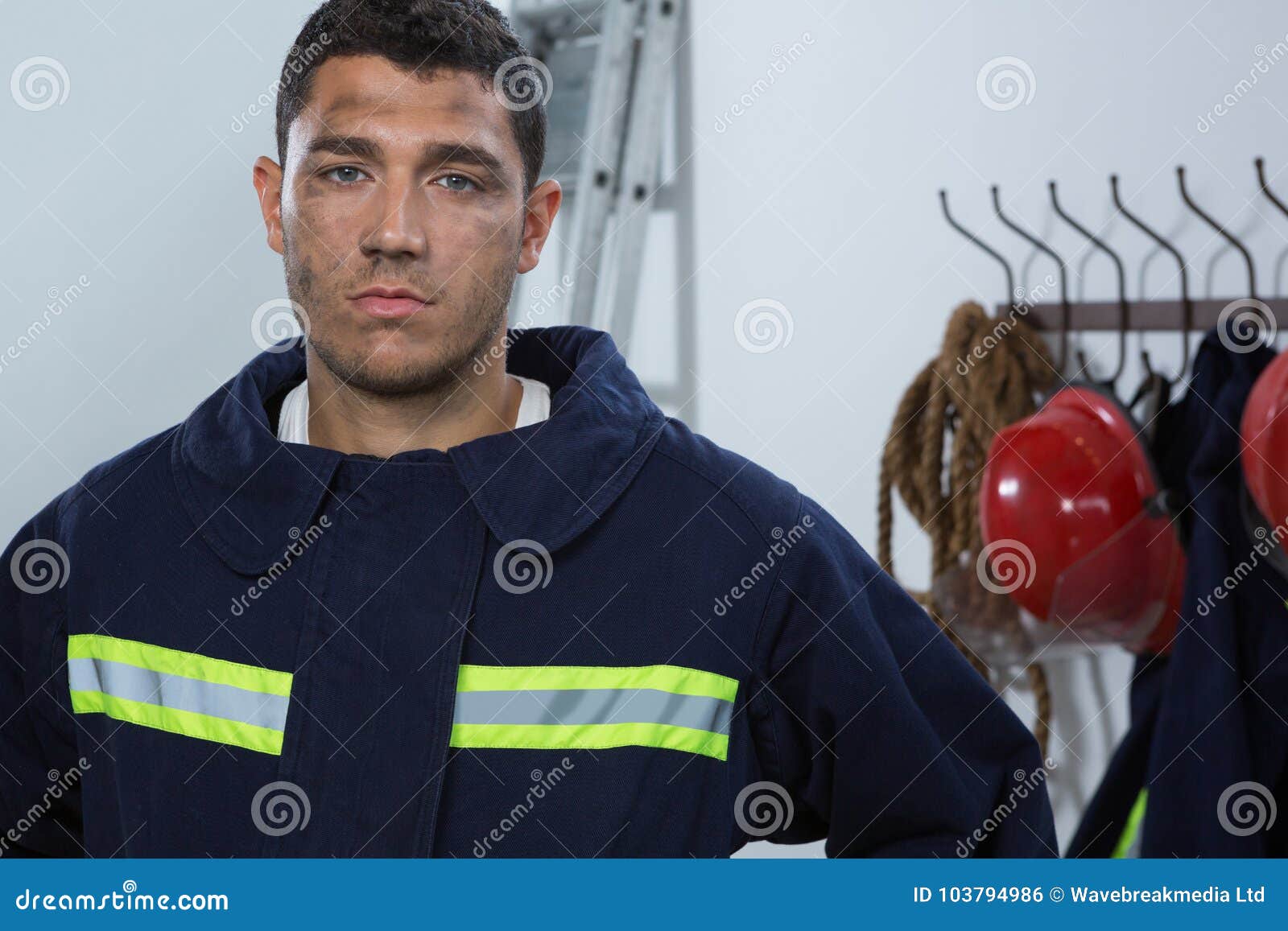 Tiered Fireman Standing in the Office Stock Photo - Image of working ...