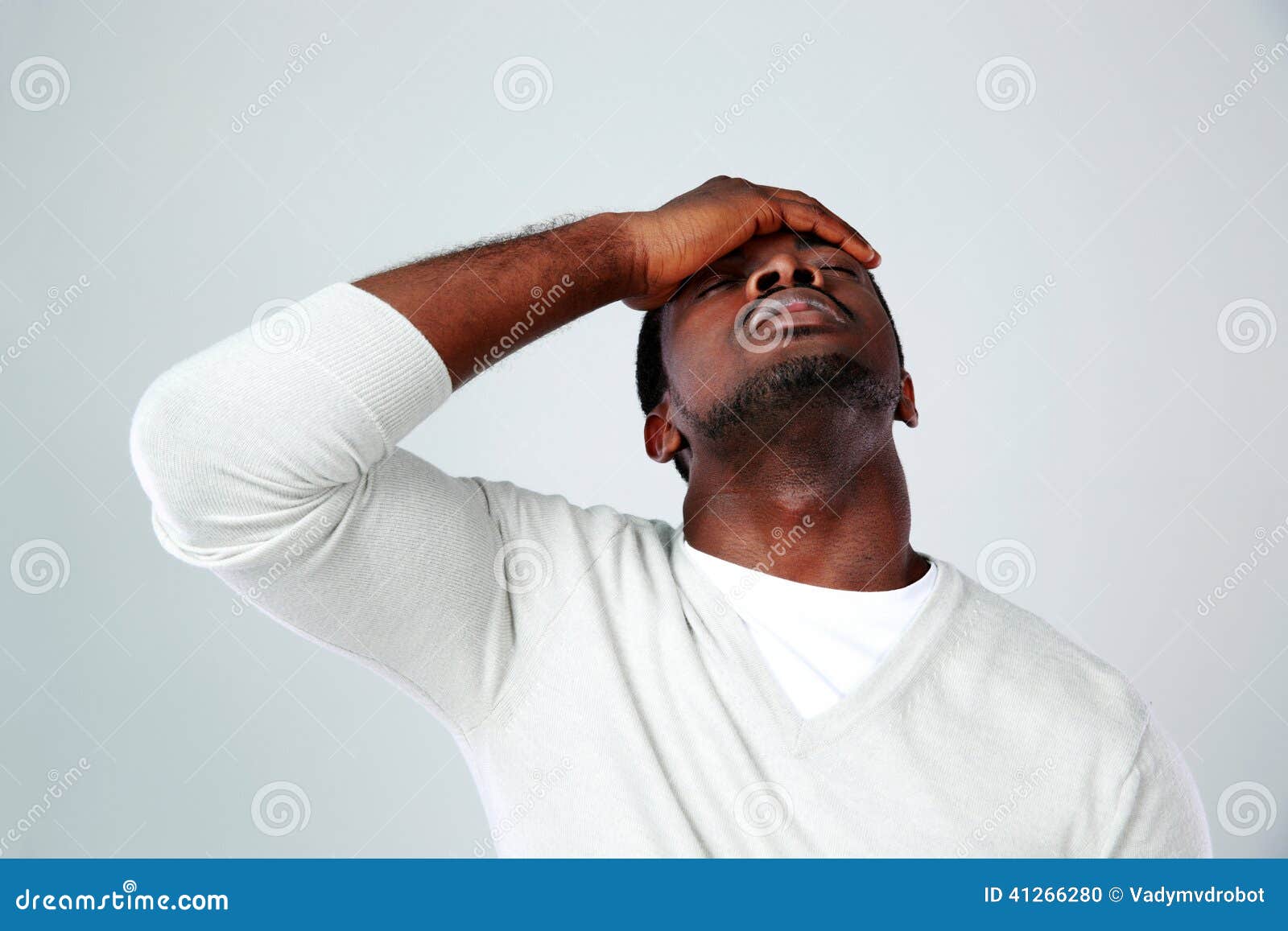 Portrait of a Tired African Man Stock Photo - Image of head, closed ...