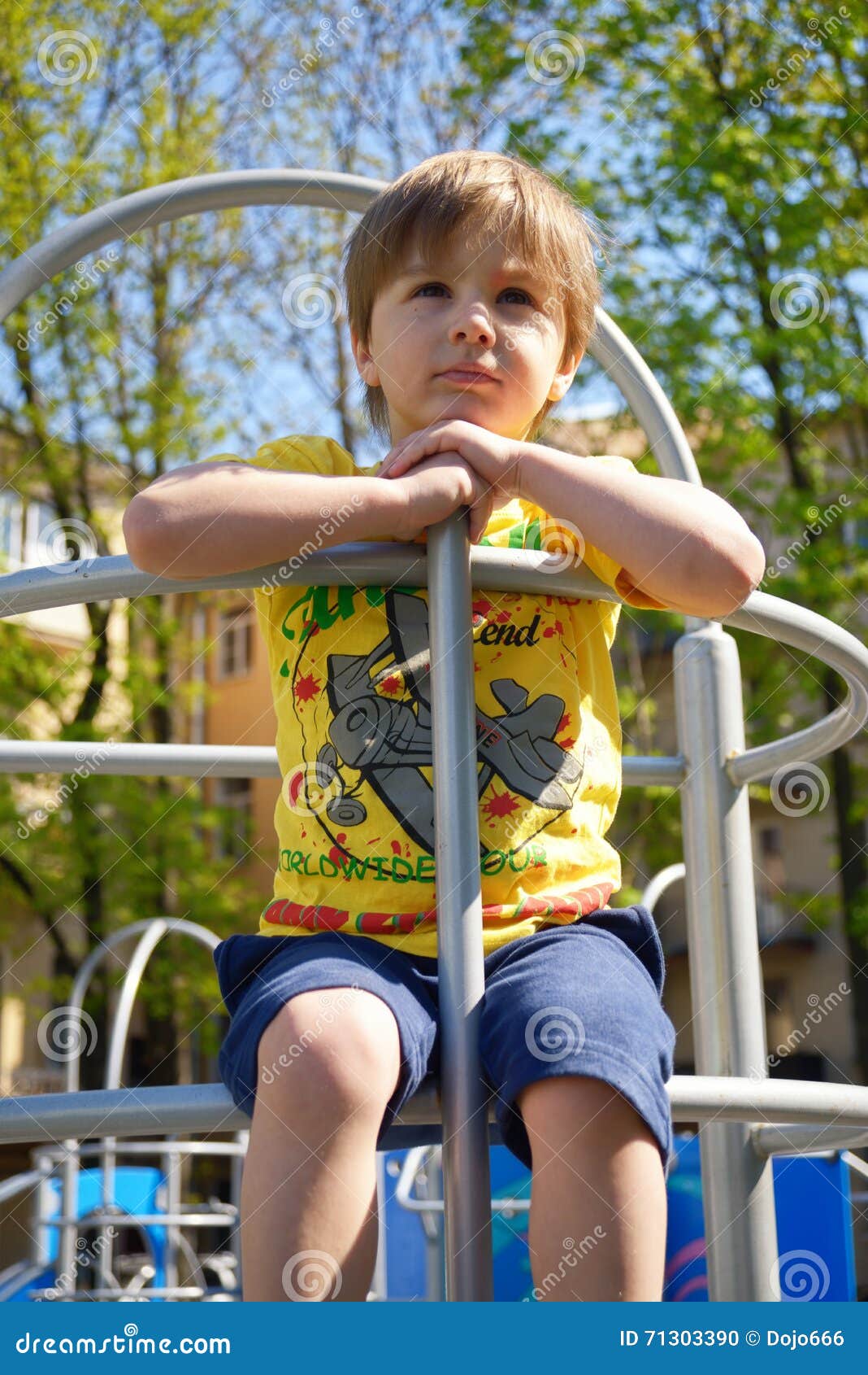 Portrait Tired Cute Boy on the Playground Stock Photo - Image of ...