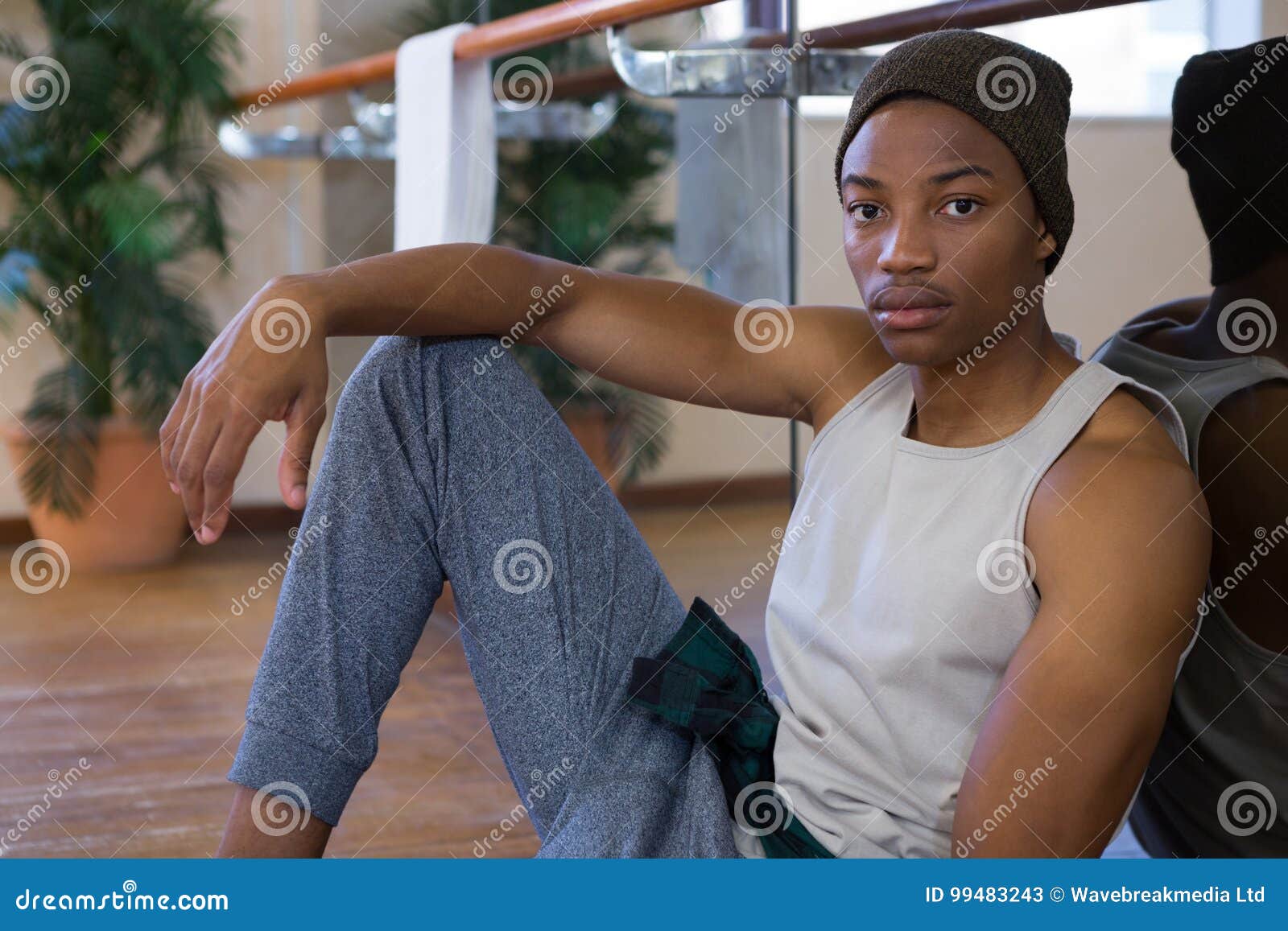 Portrait of Tired Male Dancer at Studio Stock Image - Image of mirror ...