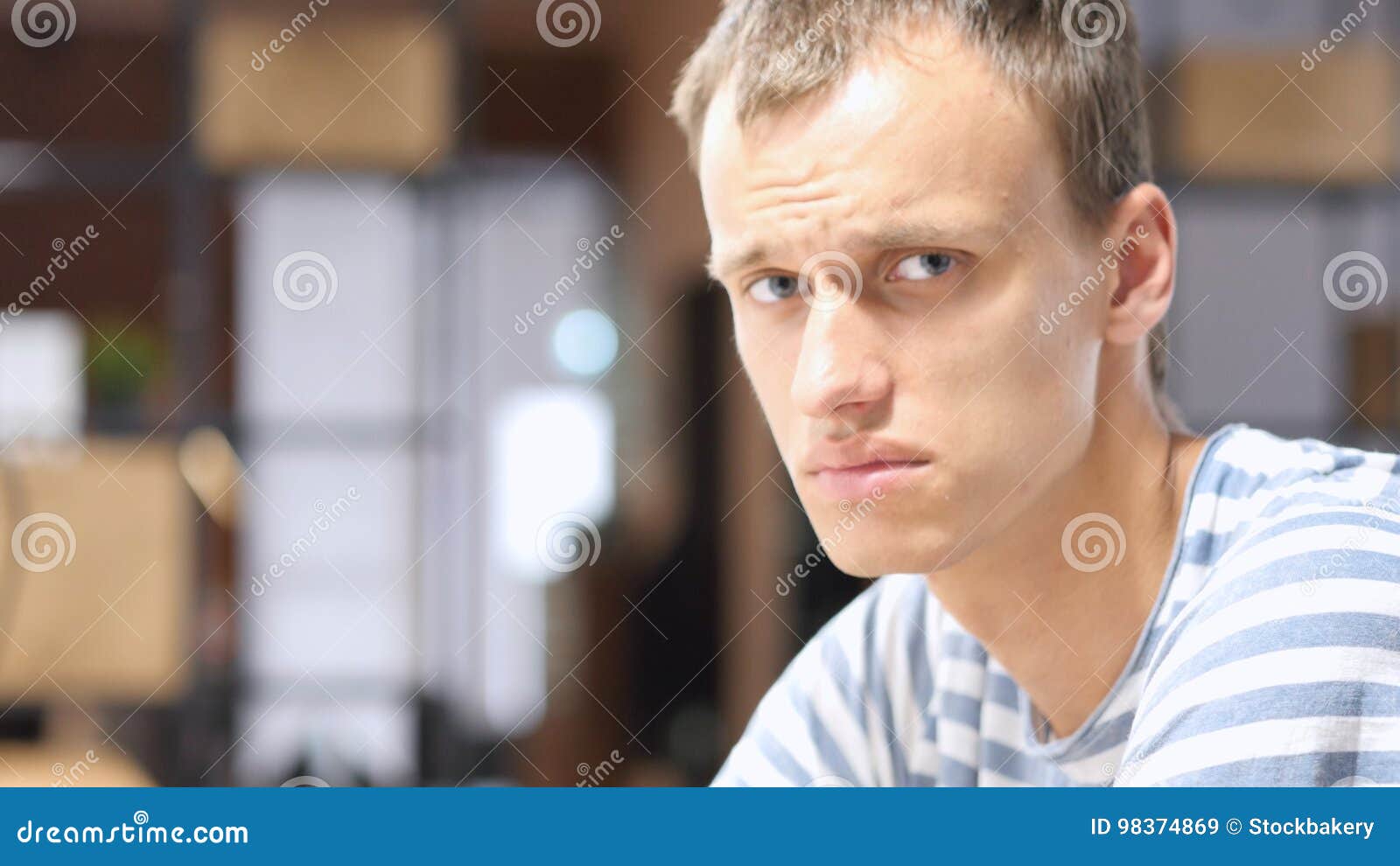 Portrait of Tired Man, Indoor Stock Image - Image of haggard, adult ...