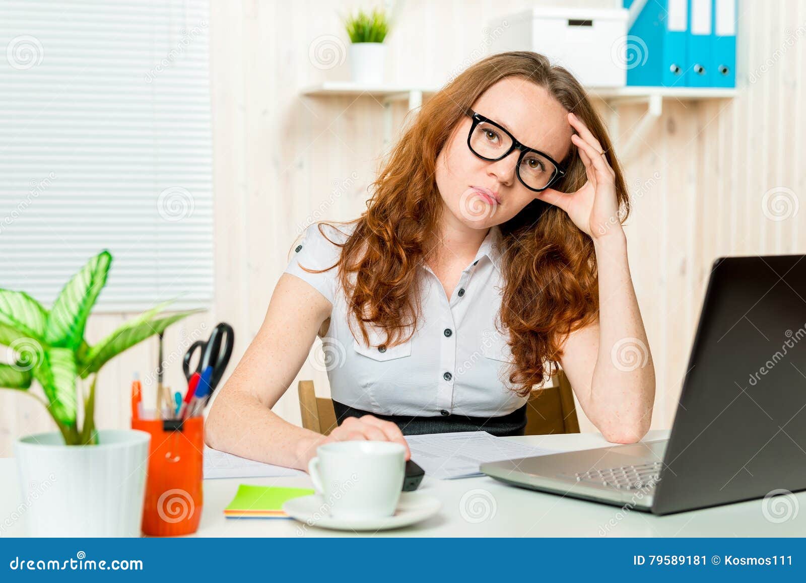 Portrait of a Tired Office Worker at a Computer Stock Image - Image of ...