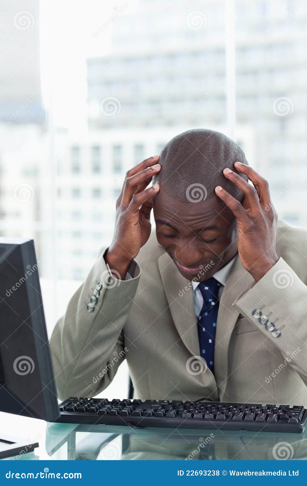 Portrait of a Tired Office Worker Using a Computer Stock Photo - Image ...