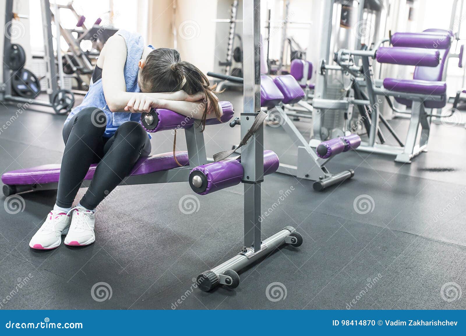 Portrait of Tired Woman Having Rest after Workout Stock Photo - Image ...