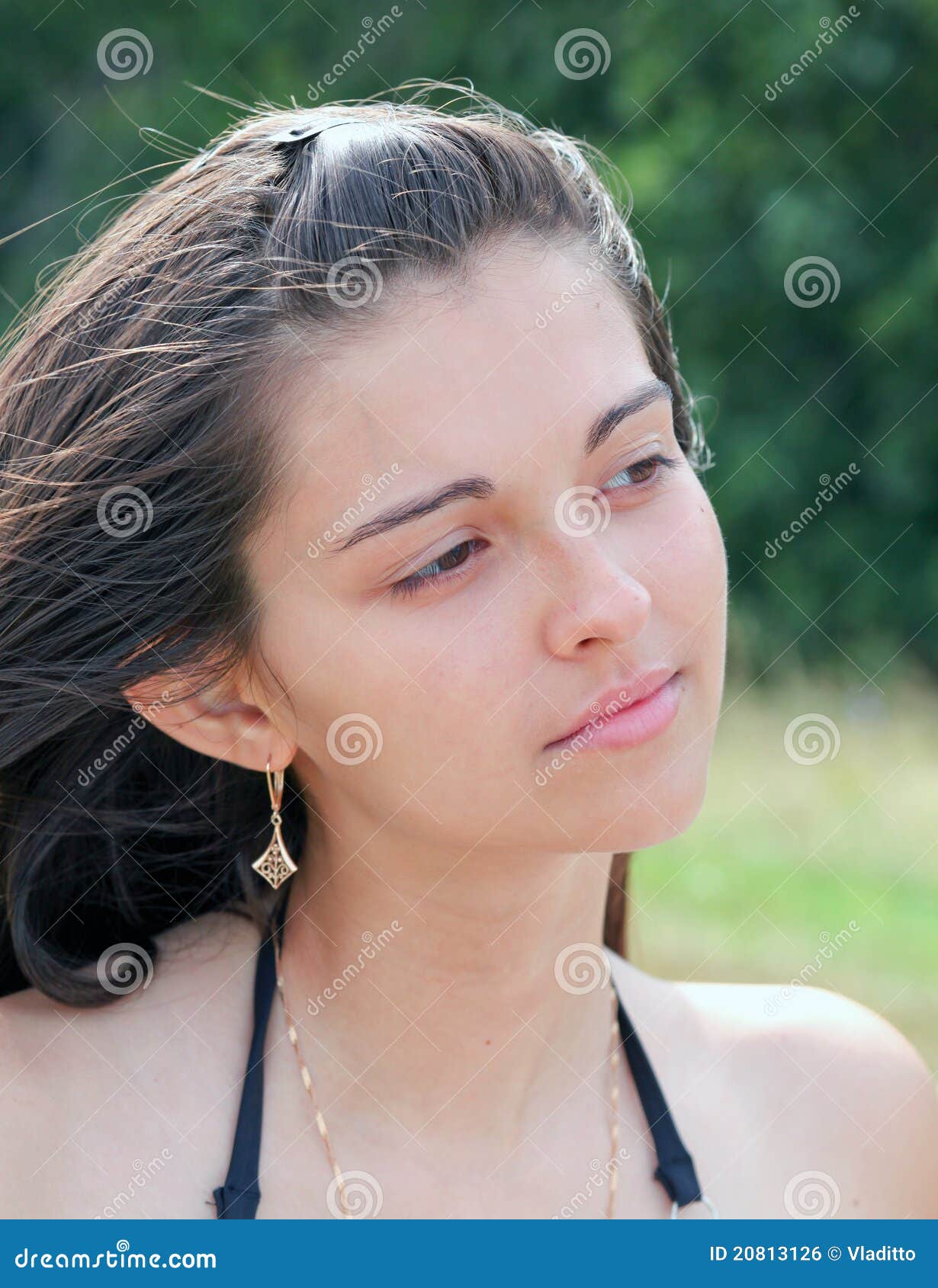 Portrait of Tired Young Girl Stock Photo - Image of head, hair: 20813126