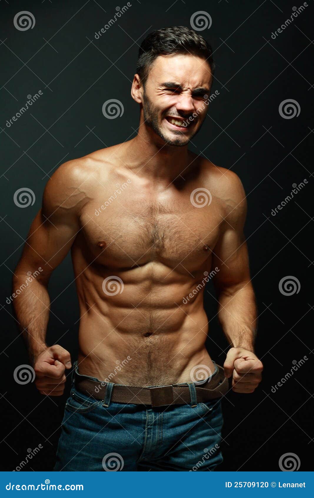 Portrait of Topless Macho Man Eyes Closed Stock Photo - Image of macho ...