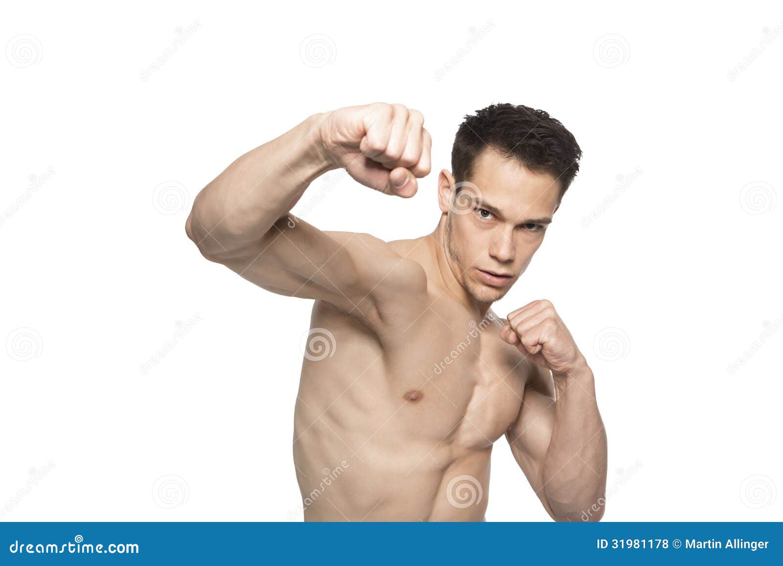 Portrait of Tough Boxing Guy Punching Stock Photo - Image of gesture ...