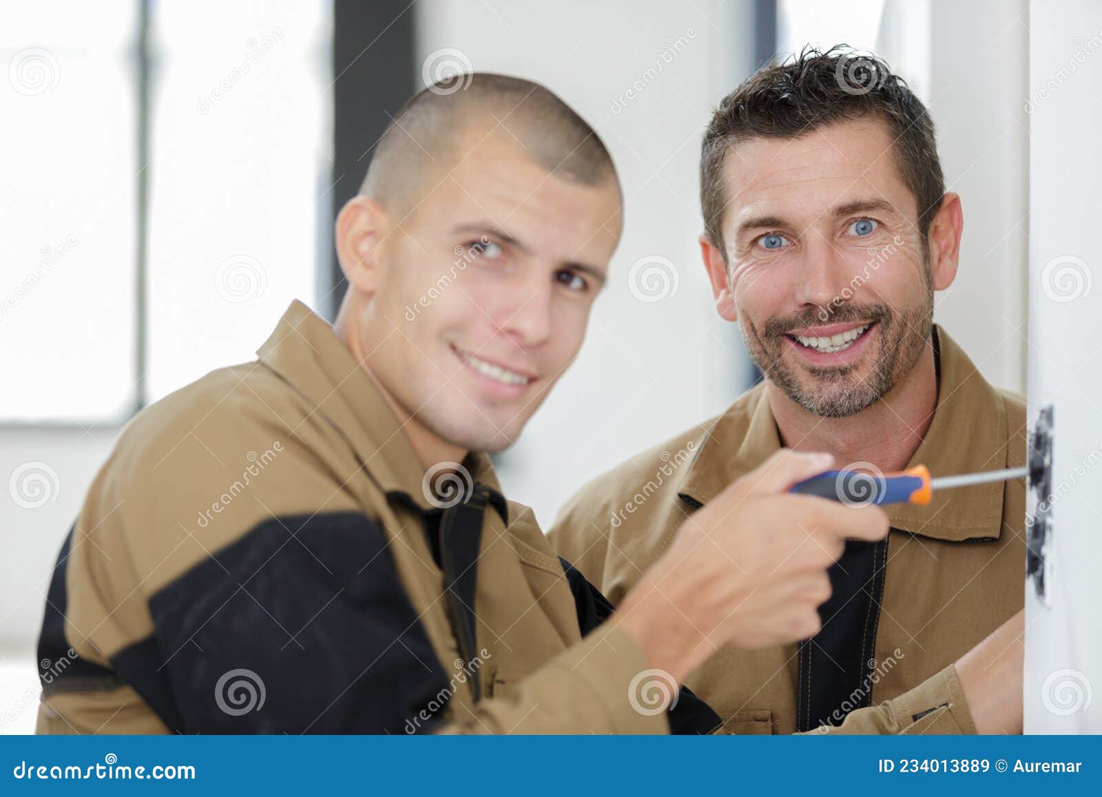 Portrait Tradesman with Apprentice Stock Image - Image of uniform ...