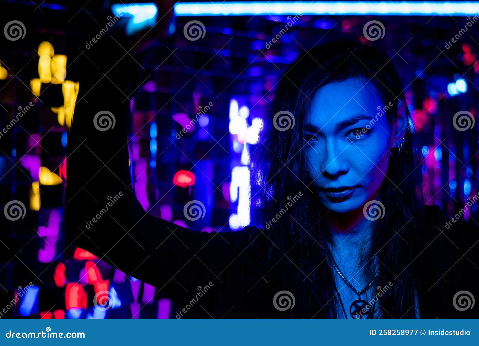 Portrait of a Transgender Model in a Studio with Neon Lighting. Stock ...