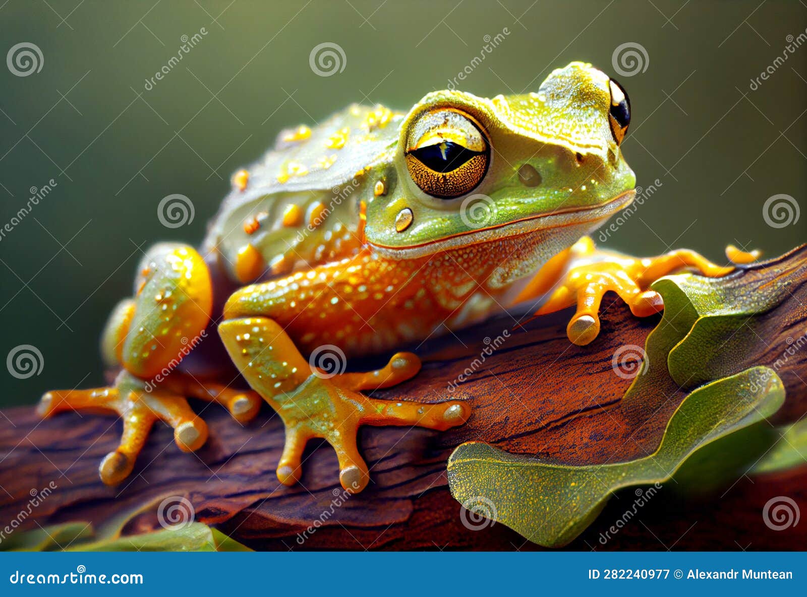 Portrait of Tree Frog Close-up Stock Illustration - Illustration of ...