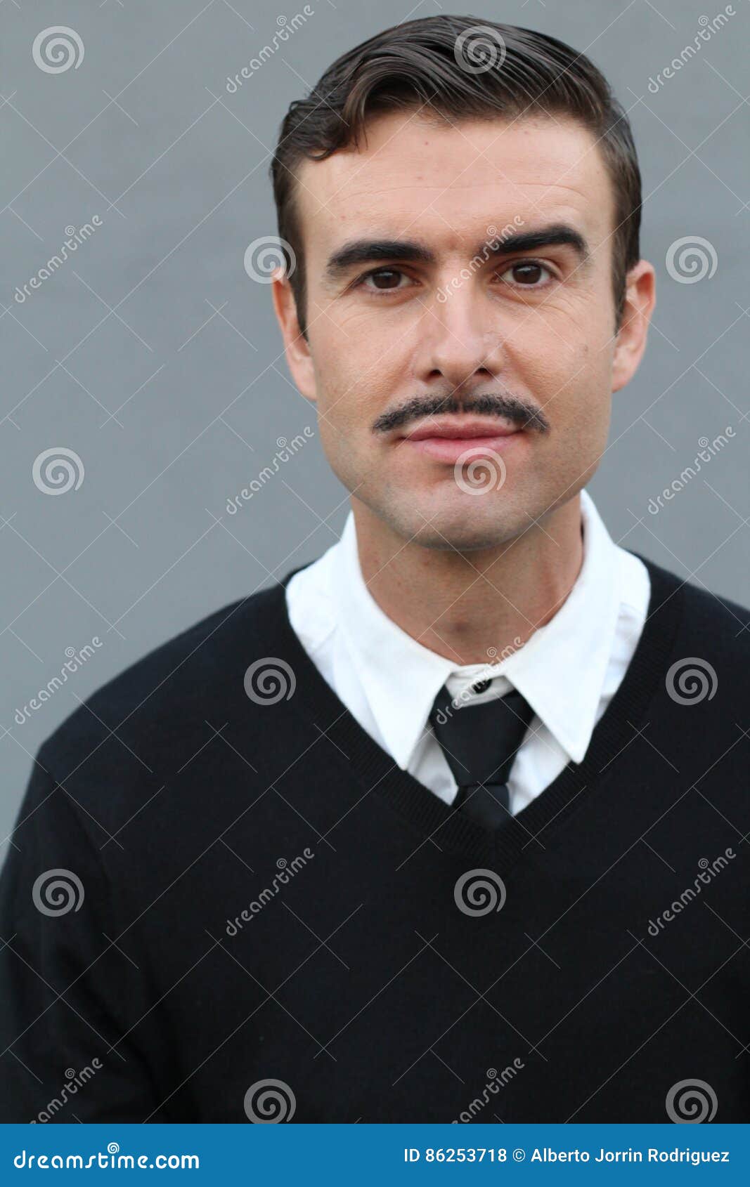 Portrait of a Trendy Man with a Mustache Stock Photo - Image of ...
