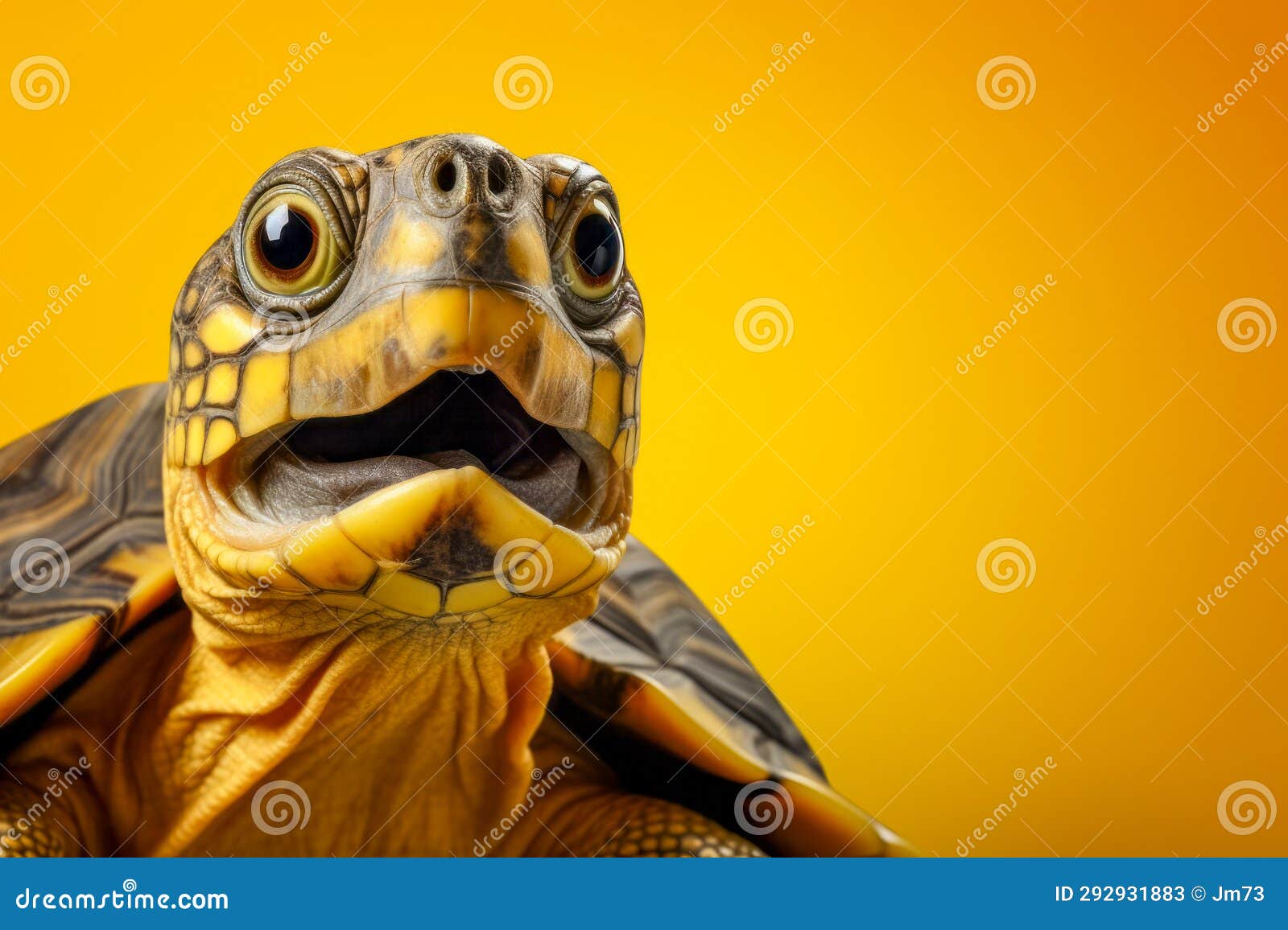 Portrait of Turtle with Funny Surprised Expression on Its Face on Orange Background Stock ...