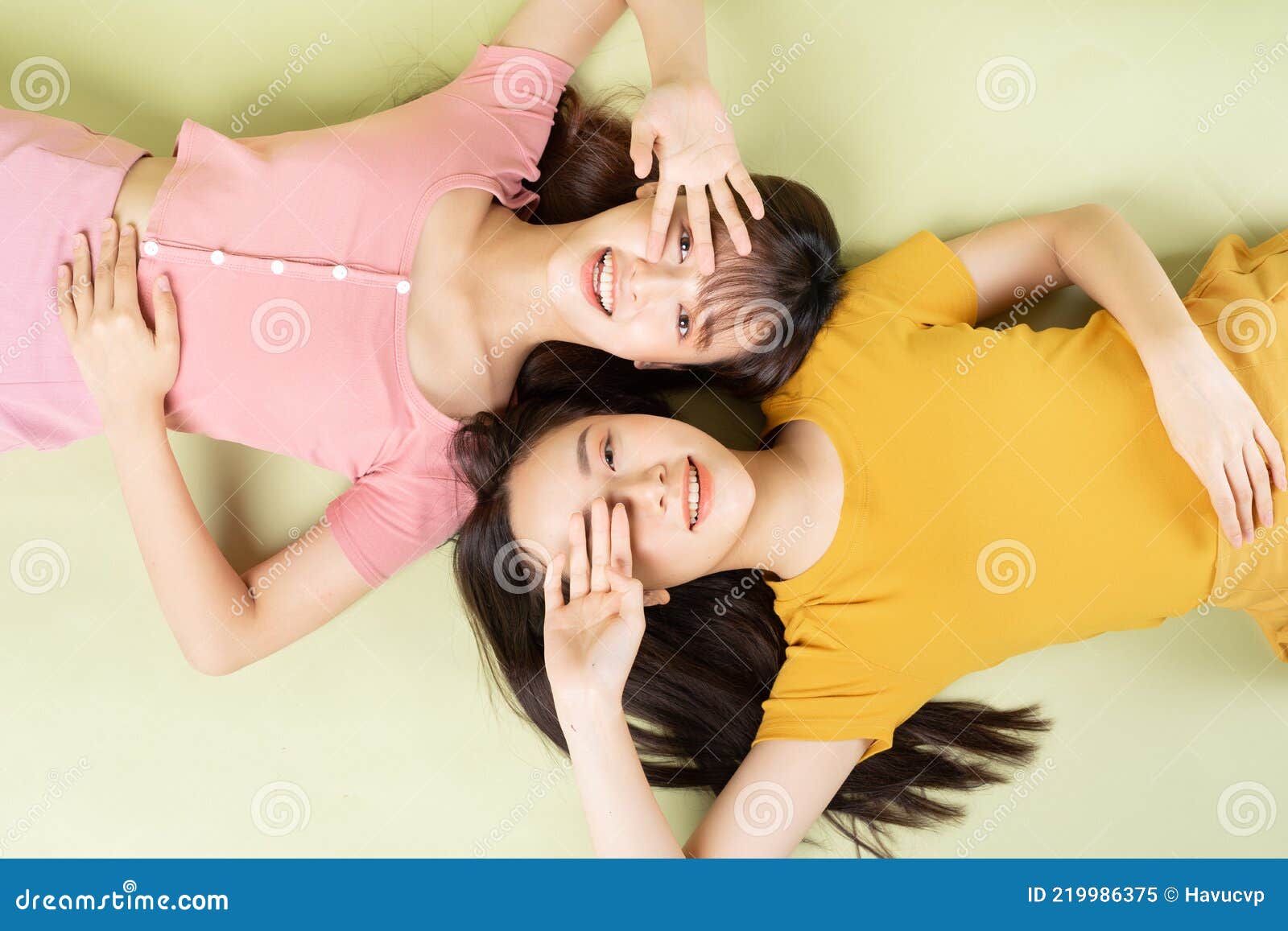 Portrait of Two Beautiful Asian Girls Stock Image - Image of cute ...