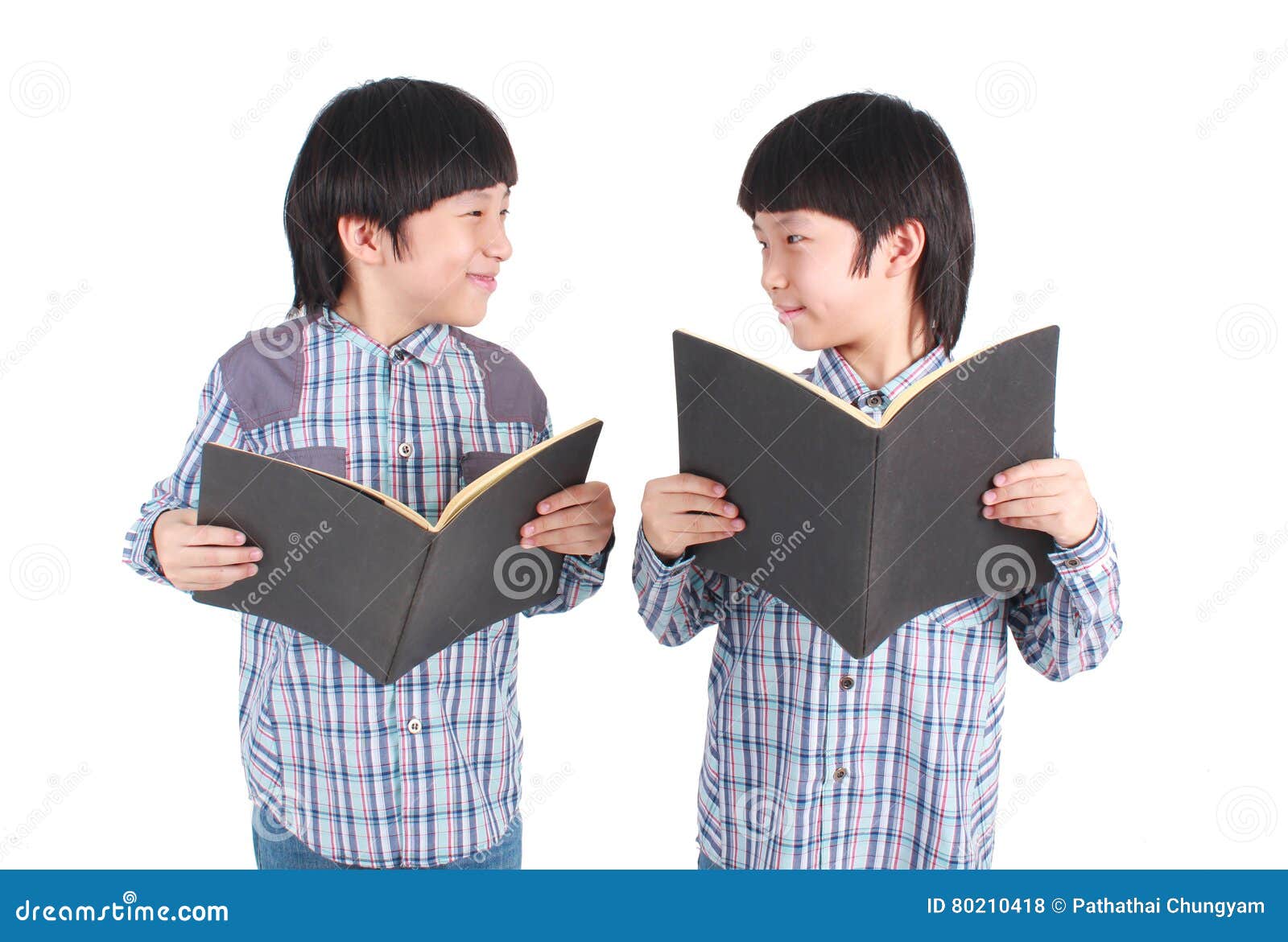 Portrait of Two Boys Holding Books. Stock Photo - Image of learn, happy ...