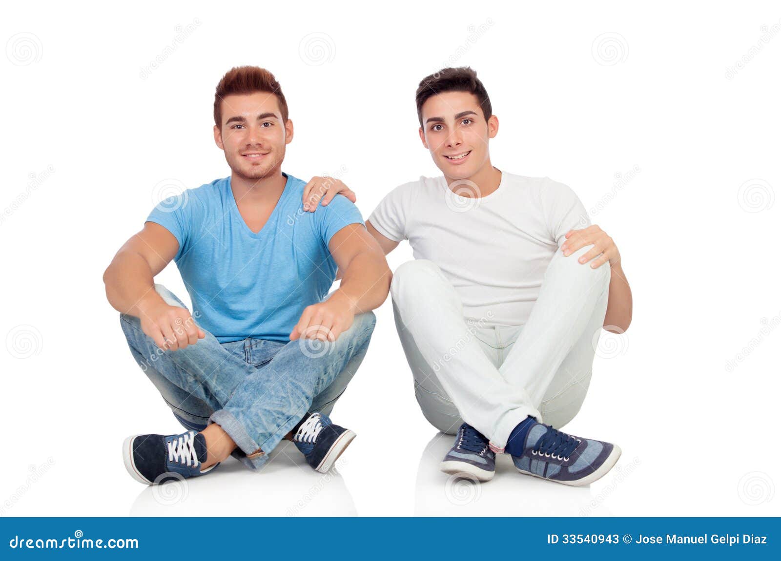 Portrait of Two Brothers Sitting Stock Image - Image of closeup, back ...