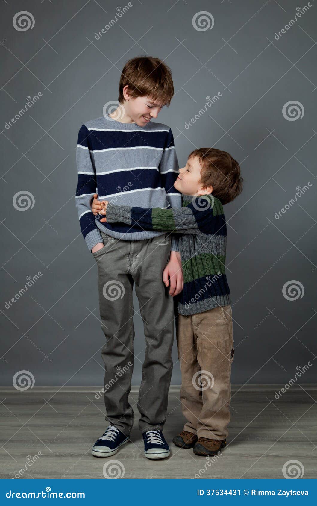 Portrait of Two Brothers, Studio Stock Image - Image of teenager, adult ...