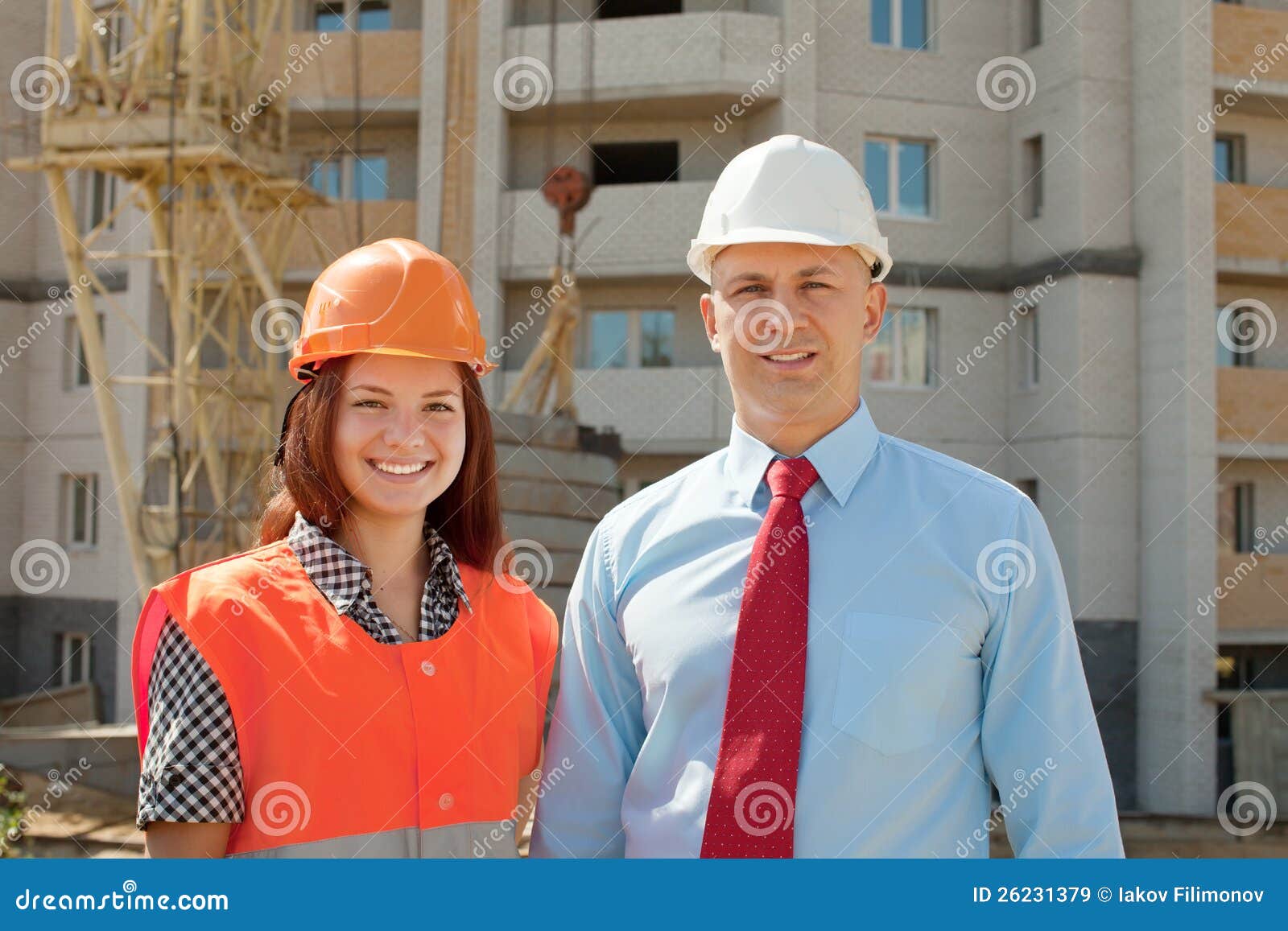 Portrait of two builders stock image. Image of people - 26231379