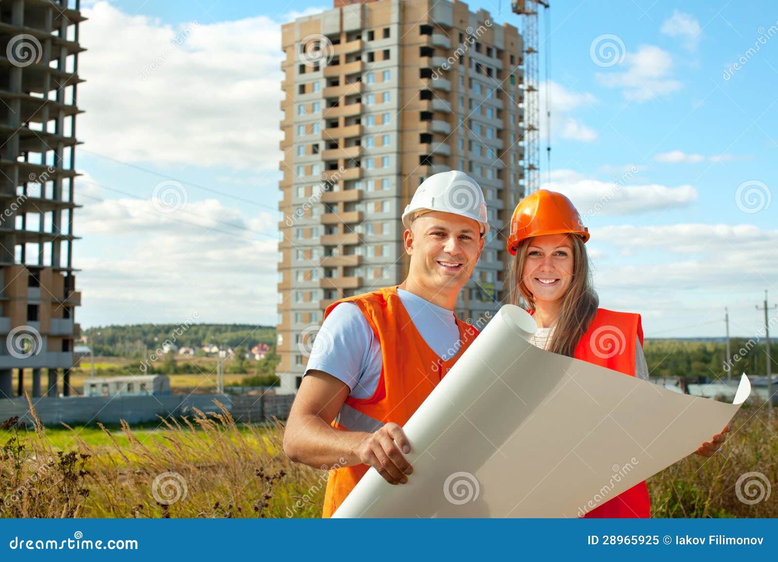 Portrait of two builders stock image. Image of people - 28965925
