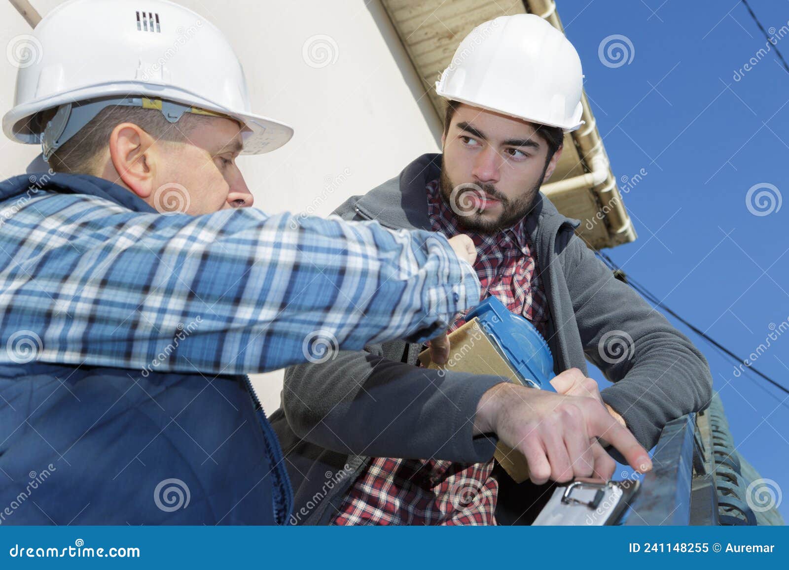 Portrait Two Builders Outdoors Stock Image - Image of renovation ...