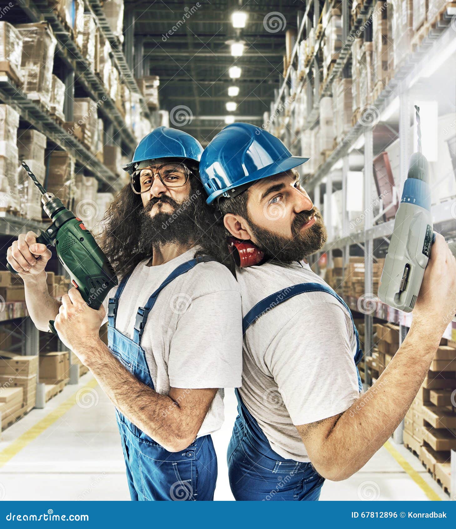 Portrait Of Two Builders In A Storehouse Stock Photography ...