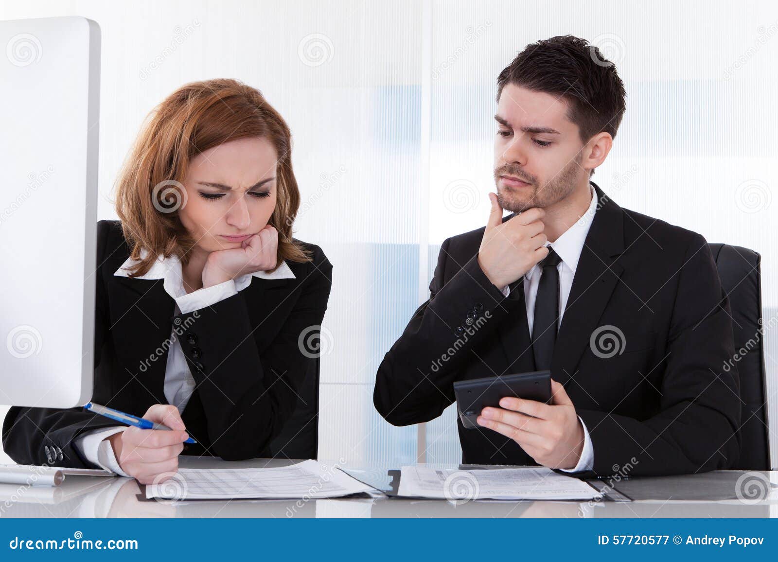 Portrait of Two Business Colleagues at Office Stock Image - Image of ...