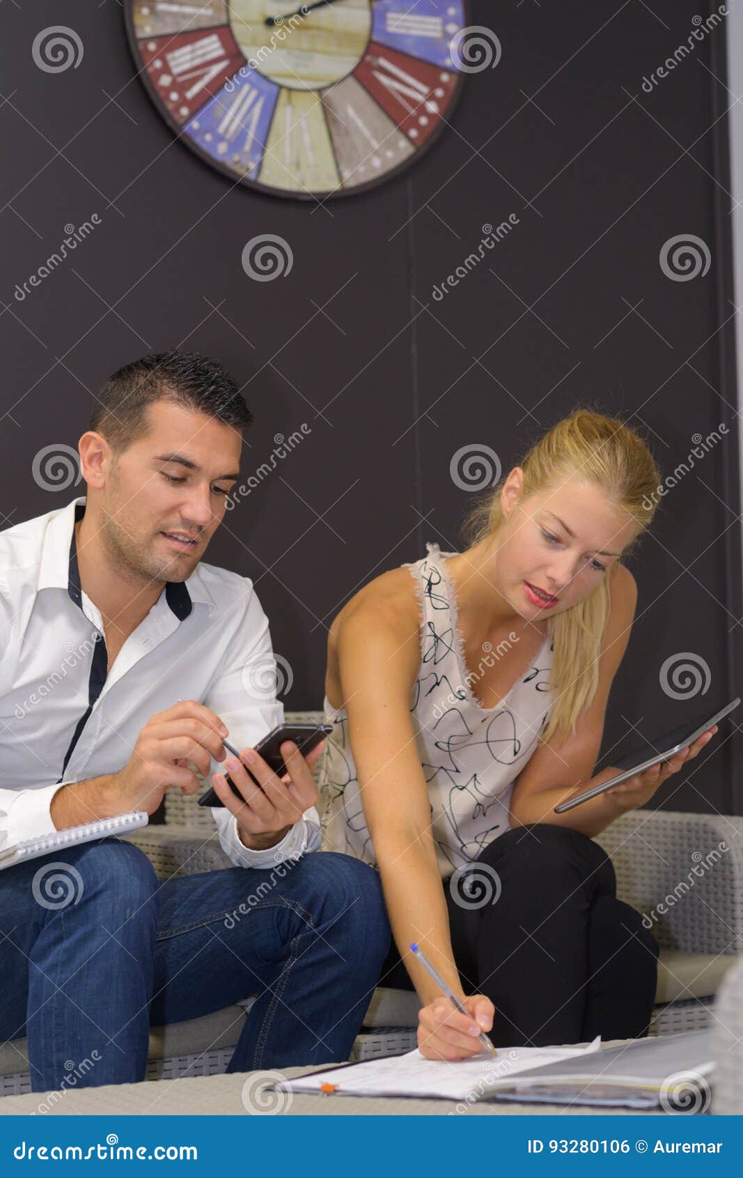 Portrait Two Business People Discussing New Project Stock Photo - Image ...