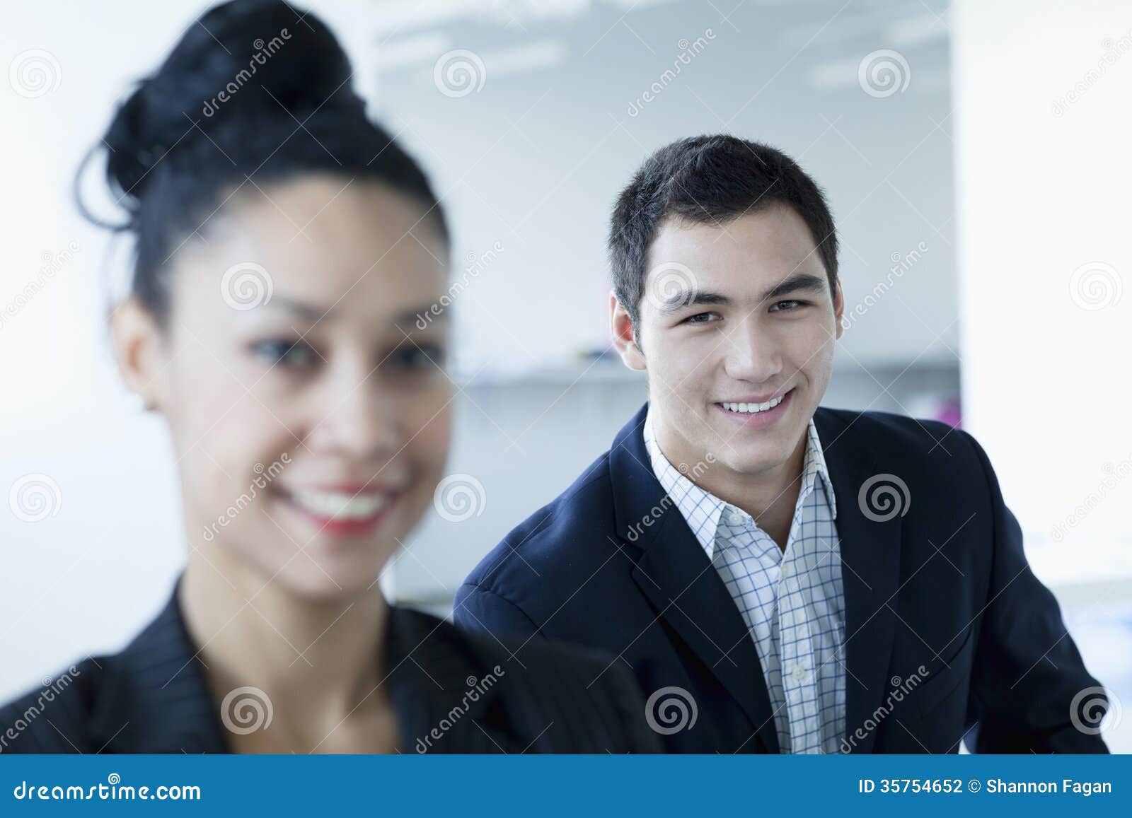 Portrait of Two Business People Smiling and Looking at the Camera Stock ...