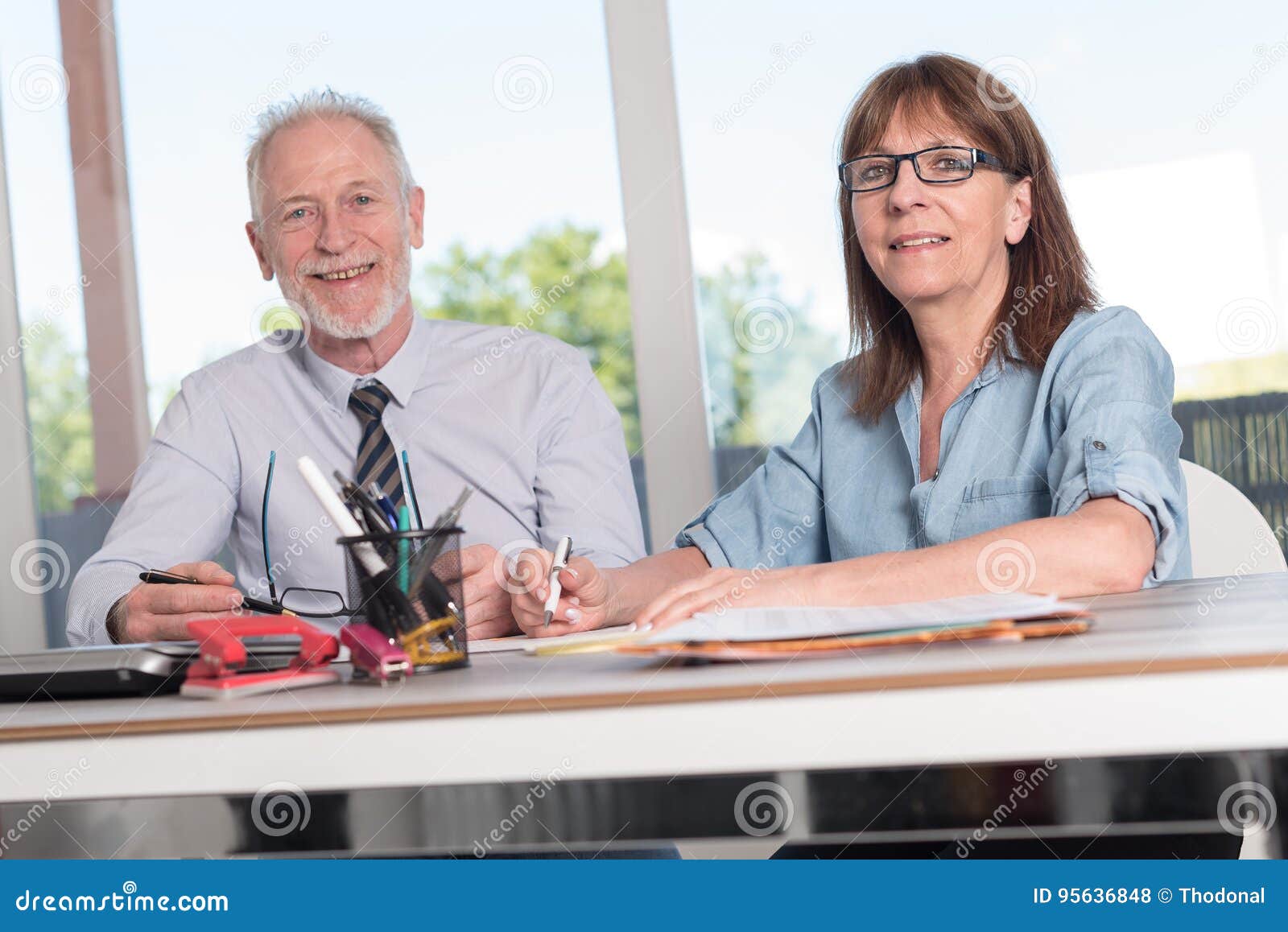 Portrait of Two Business People Working Together Stock Photo - Image of ...