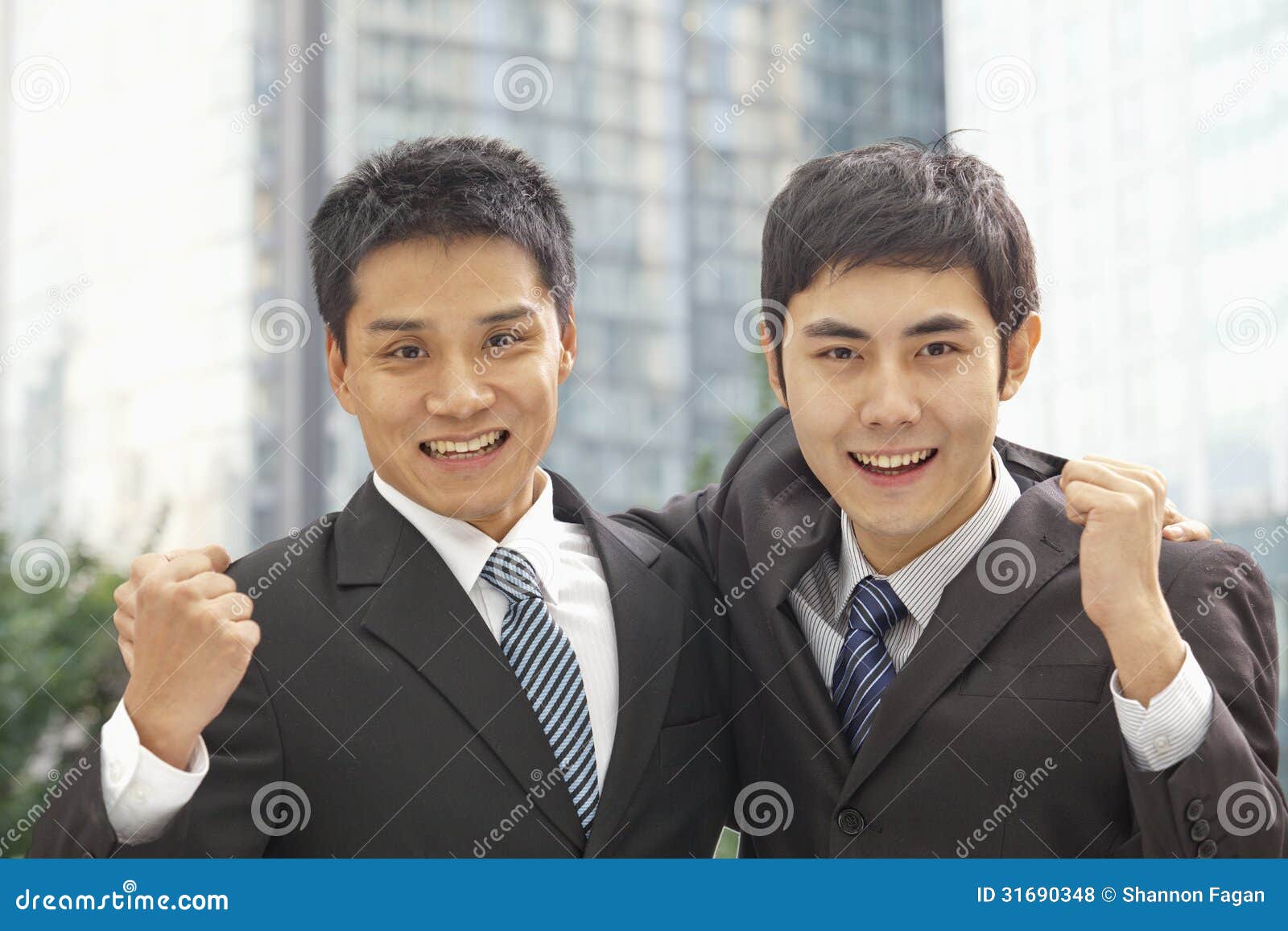 Portrait of Two Businessmen Cheering Stock Photo - Image of business ...