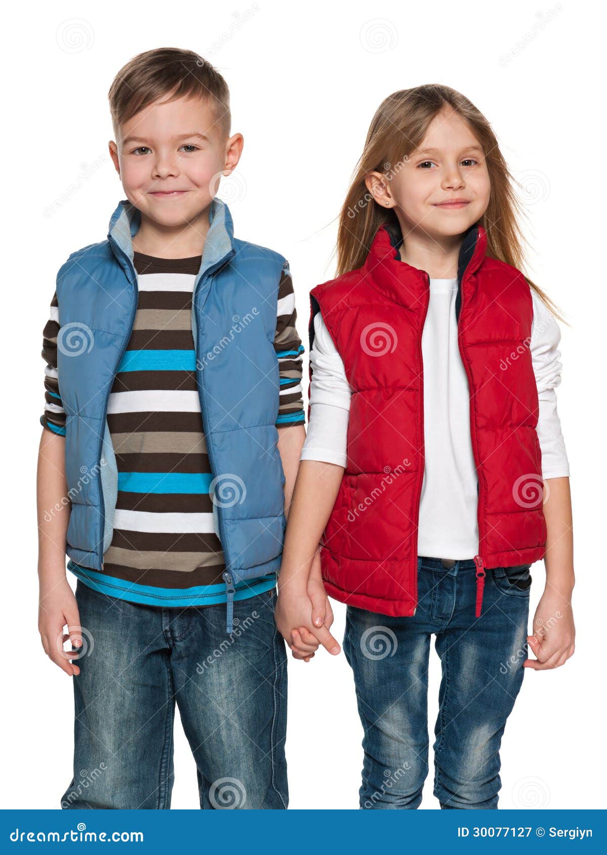 Two Cheerful Children on the White Background Stock Image - Image of ...