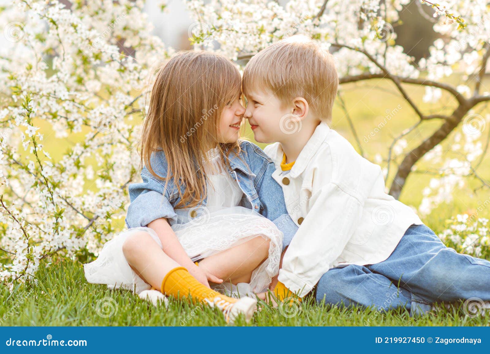 Portrait of Two Children in the Spring Stock Photo - Image of spring ...