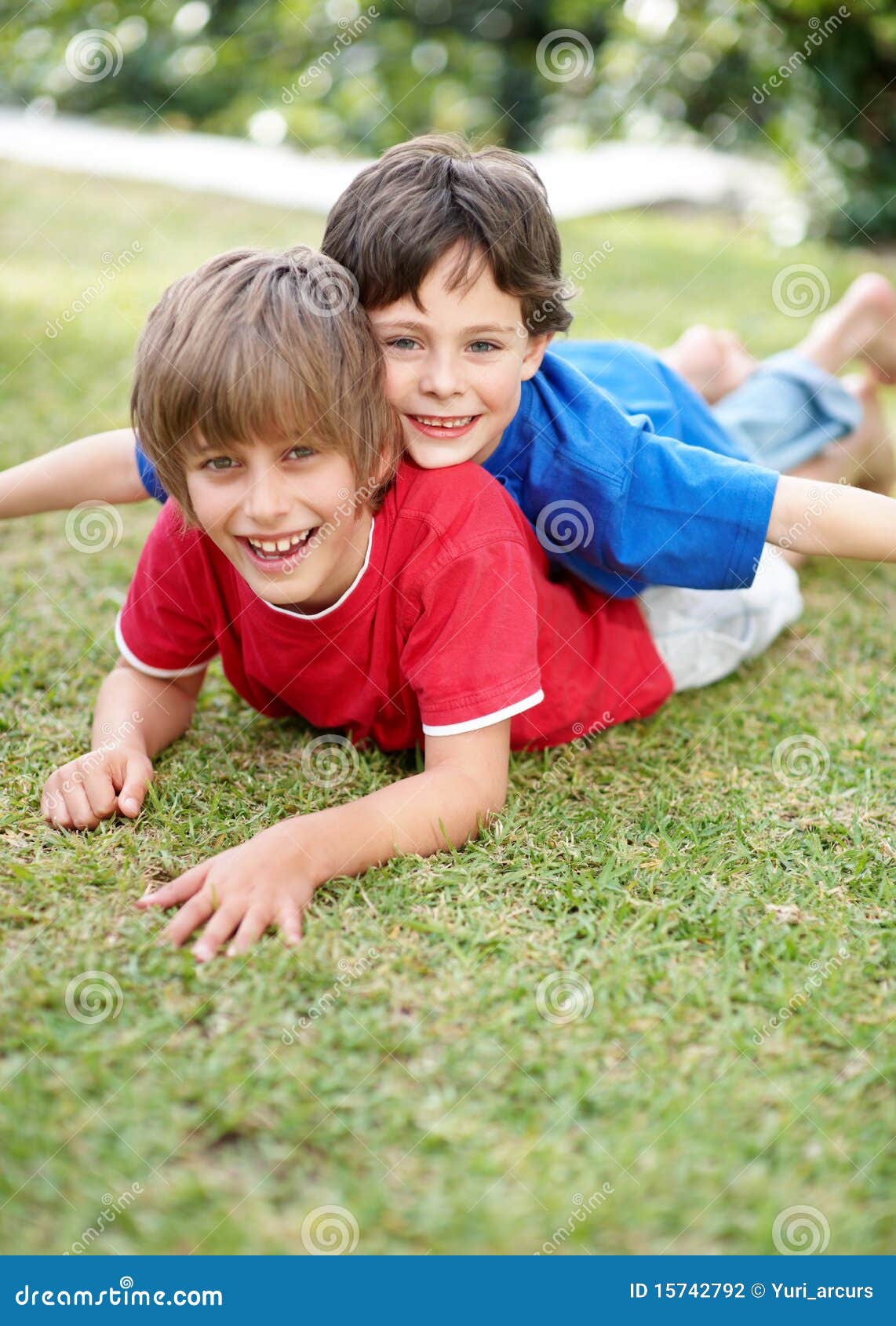 Portrait of Two Cute Brother Playing Together Stock Photo - Image of ...
