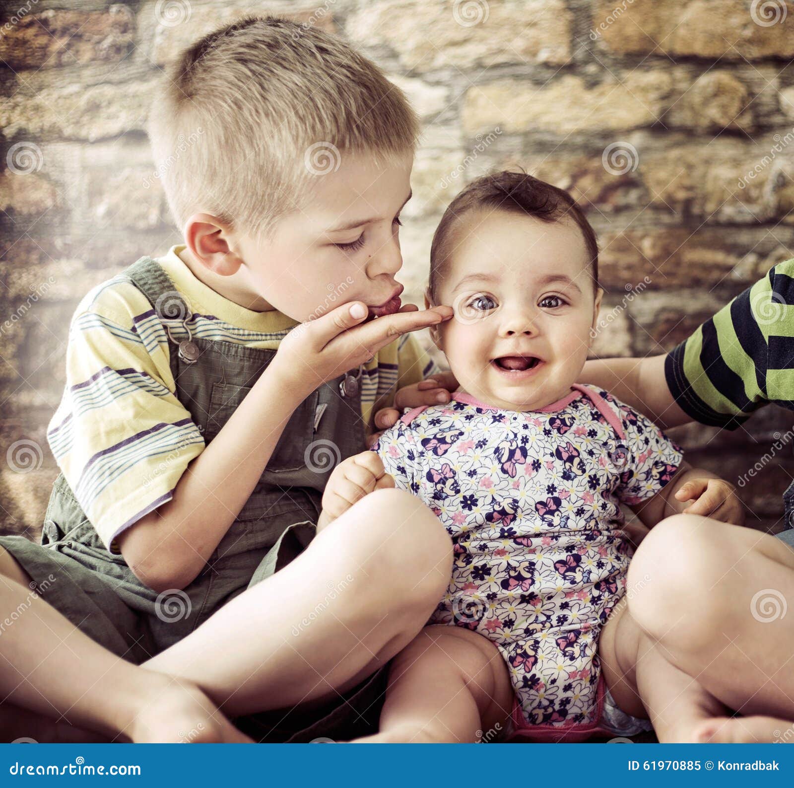 Portrait of Two Cute Children Stock Image - Image of funny, babe: 61970885