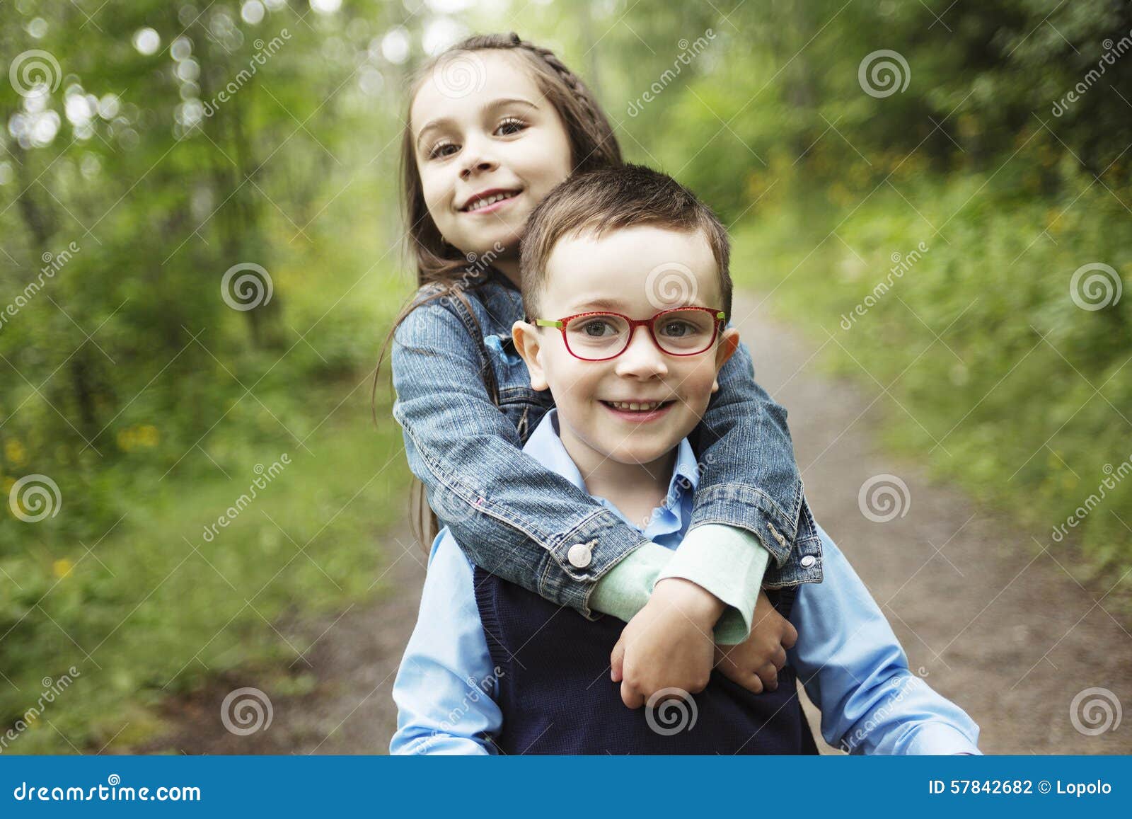 Portrait of Two Cute Little Child Outdoors on the Stock Photo - Image ...