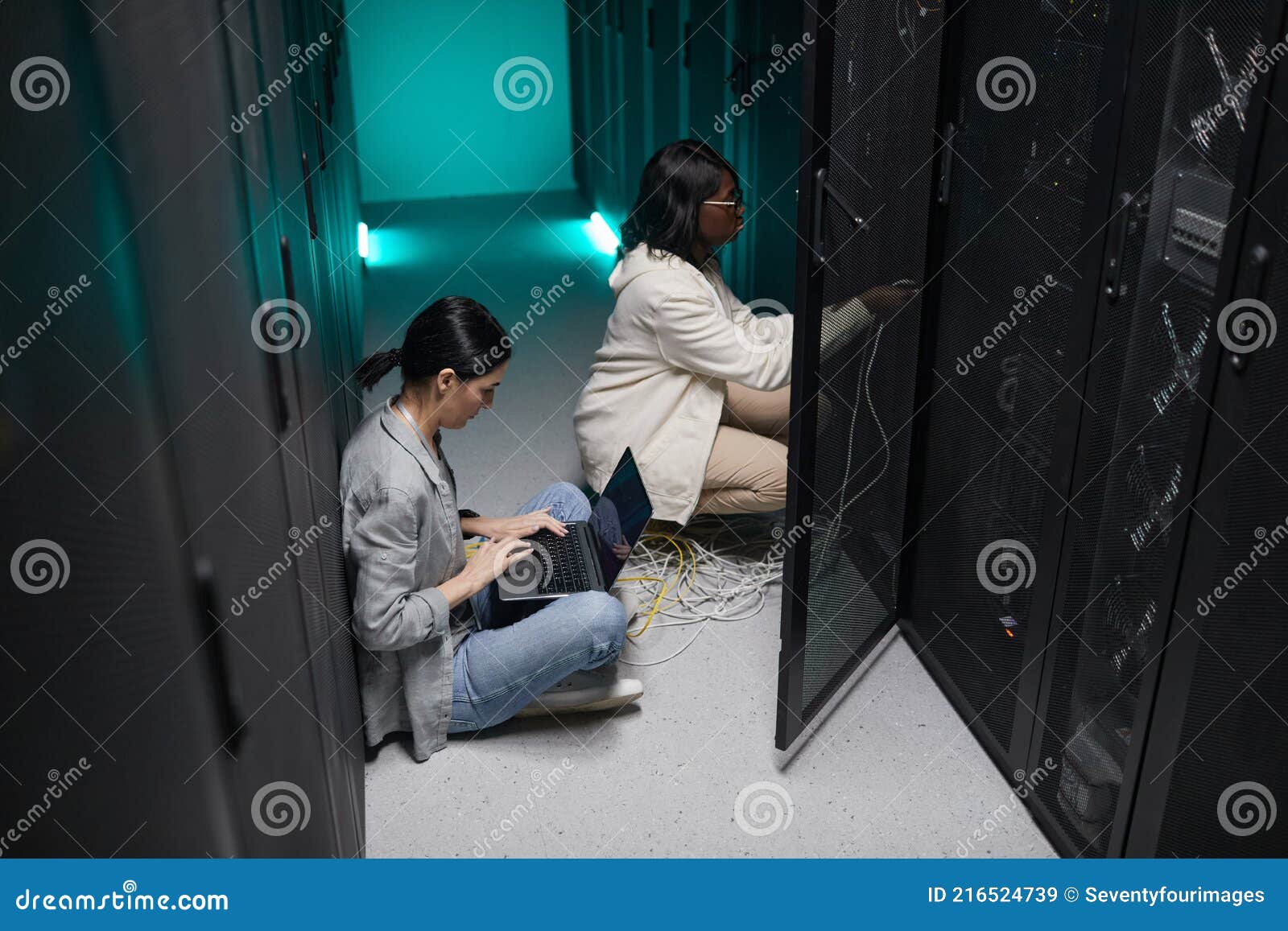 Women Working in Data Center Stock Image - Image of support ...