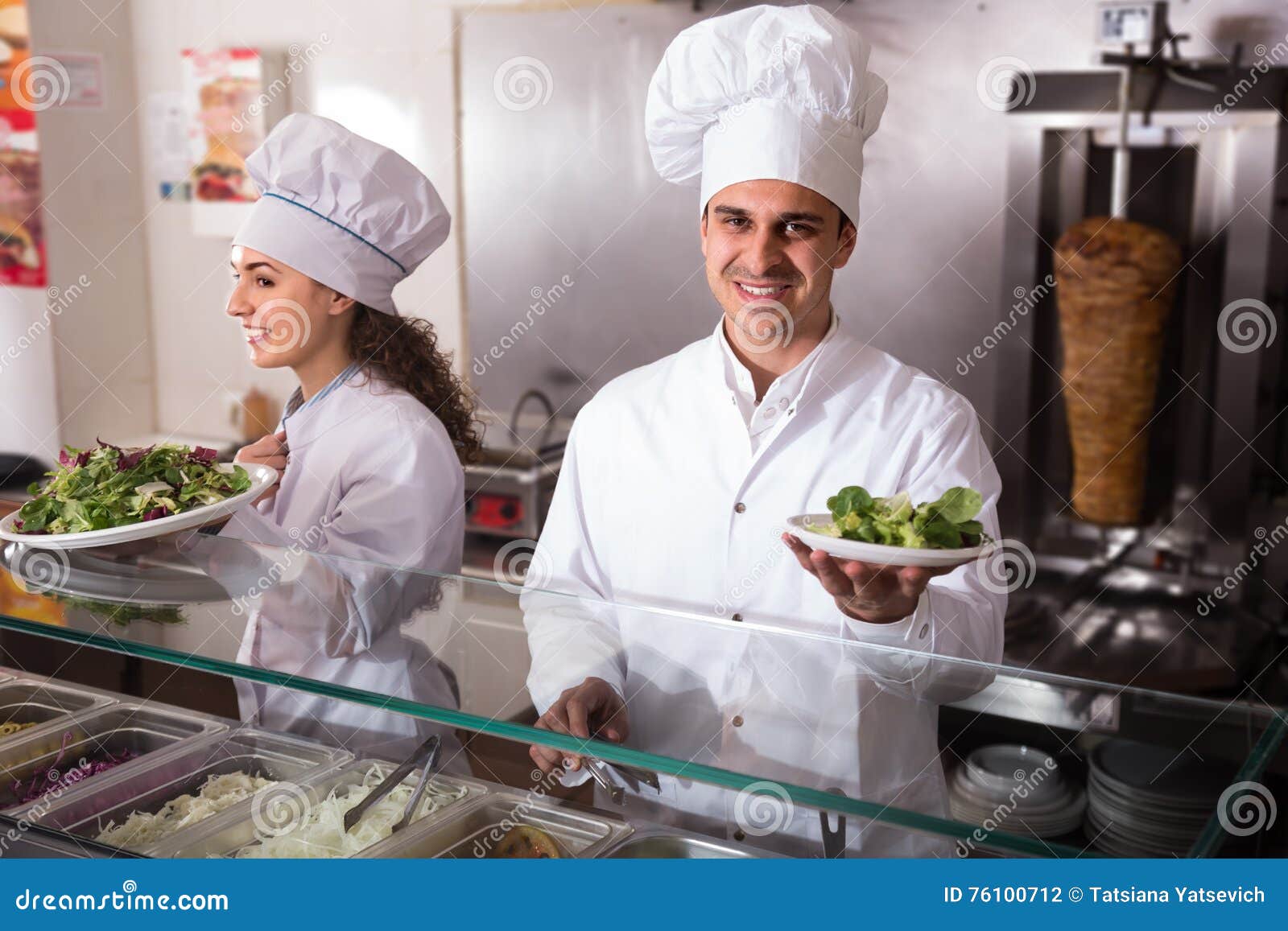 Portrait of Two Friendly Chefs with Kebab Stock Photo - Image of ...