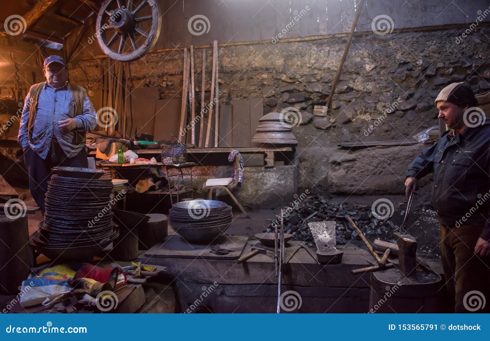 Portrait of Two Generations Traditional Blacksmith Stock Image - Image ...