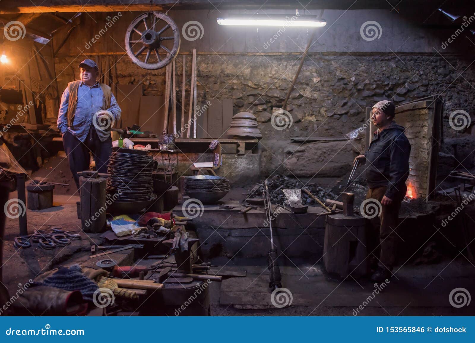Portrait of Two Generations Traditional Blacksmith Stock Photo - Image ...