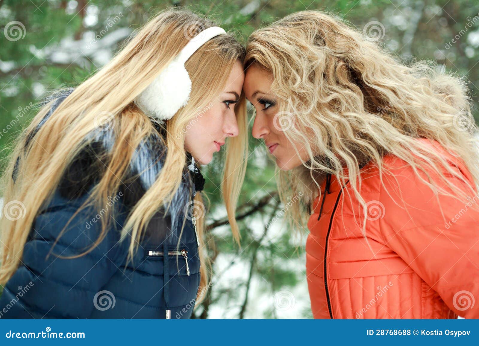 Portrait of Two Girls in Conflict Stock Photo - Image of friends ...