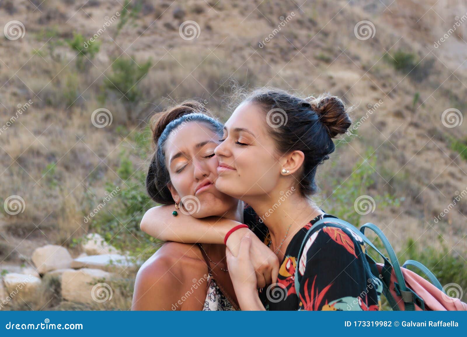 Portrait of Two Girls Embracing Each Other Stock Photo - Image of ...